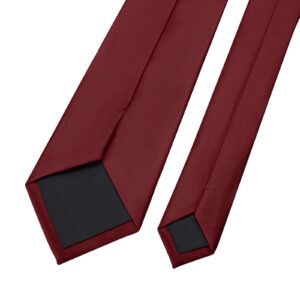 KOOELLE Men's Maroon Tie Solid Pure Color Plain Neckties Formal Burgandy Ties For Men