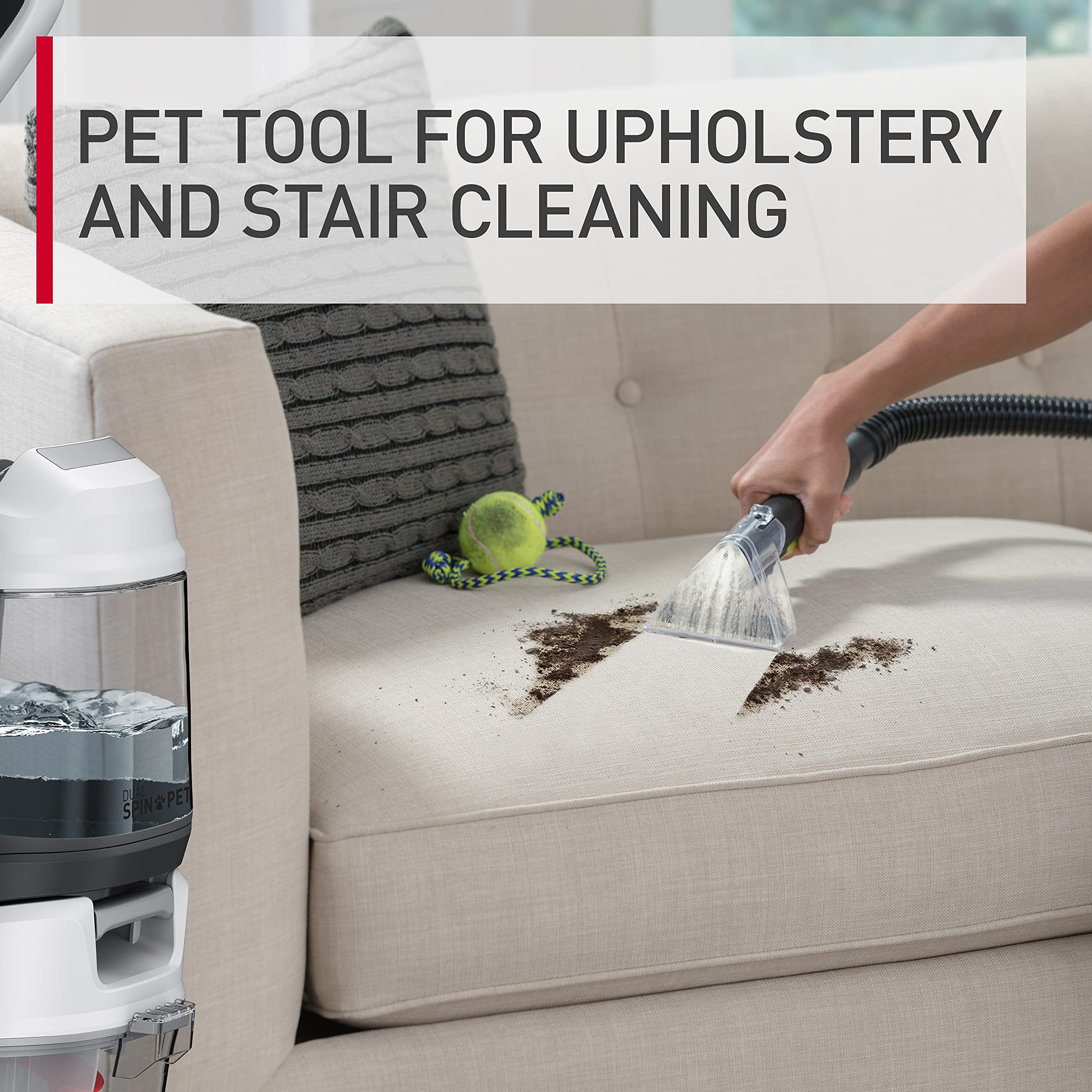 Hoover Dual Spin Pet Plus Carpet Cleaner Machine with Storage Mat, Upright Shampooer, Carpet Deodorizer and Pet Stain Remover, FH54050V, White