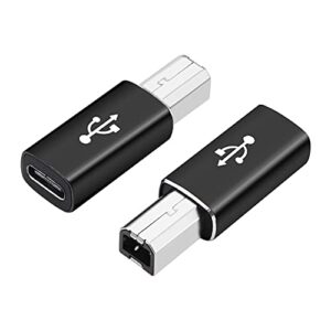 gelrhonr usb-c to usb 2.0 b midi adapter,type c printer connector nickel plated aluminum alloy shell,compatible for printers,midi keyboard,electronic music instrument-2pcs