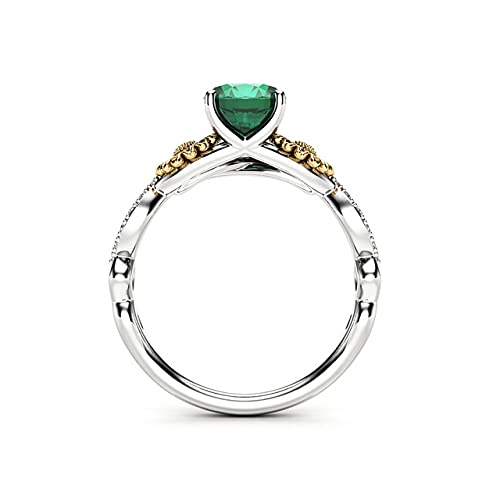 1 CT Round Shape Simulated Green Emerald & White Cubic Zirconia Sunflower Wedding Engagement Ring in 14K White Gold Plated 925 Sterling Silver (1 Cttw) Ring Size -9