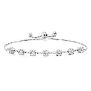 gem stone king 2.31 cttw white moissanite infinity tennis bracelet for women in 925 sterling silver | gemstone birthstone | round 4.5mm | fully adjustable up to 9 inch