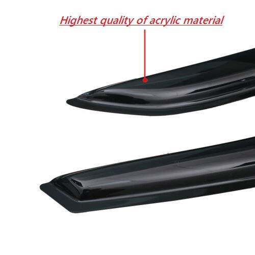 2019-2023 Tape-On Side Window Visor Deflectors Compatible with Ford Ranger SuperCrew XL XLT Lariat Smoke Tinted Rain Guards 2020 2021 2022