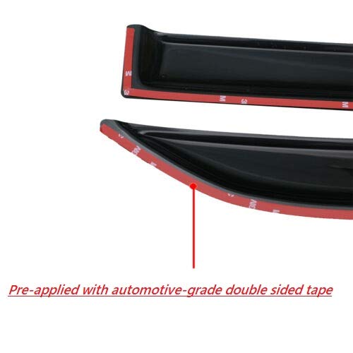 2019-2023 Tape-On Side Window Visor Deflectors Compatible with Ford Ranger SuperCrew XL XLT Lariat Smoke Tinted Rain Guards 2020 2021 2022