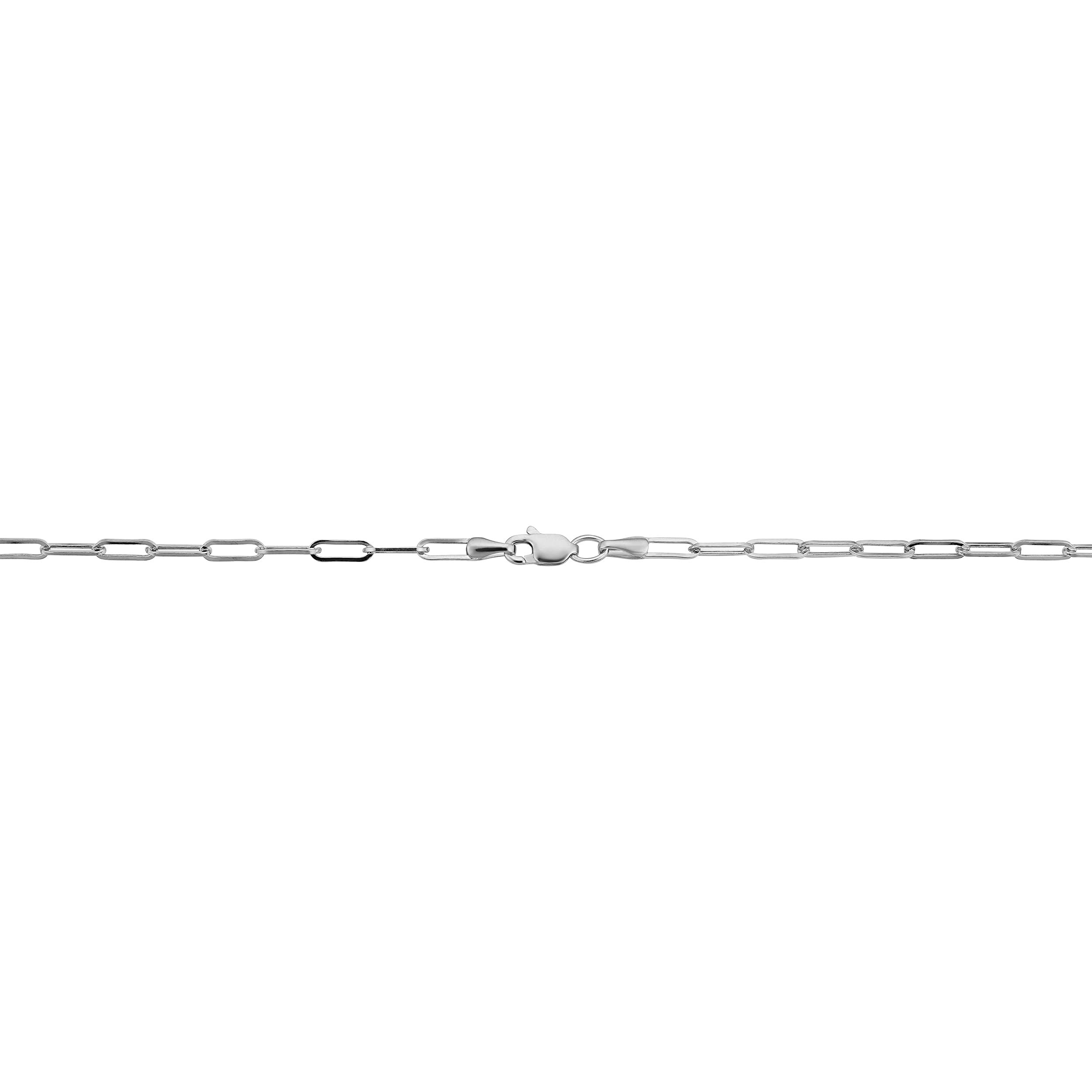 14k White Gold Paperclip Link Chain Bracelet (2.5 mm, 7 inch)