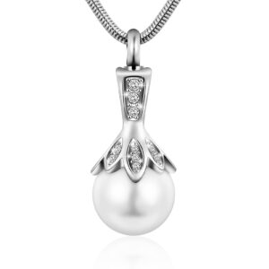 pearl urn necklace for ashes memorial cremation necklaces stainless steel ashes necklaces for men women