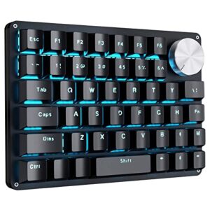 koolertron one handed mechanical gaming keyboard with 24 macro keys, 45-key fully programmable mini keypad, mini usb macro keyboard with rotating knob, blue backlit, for windows pc gamers