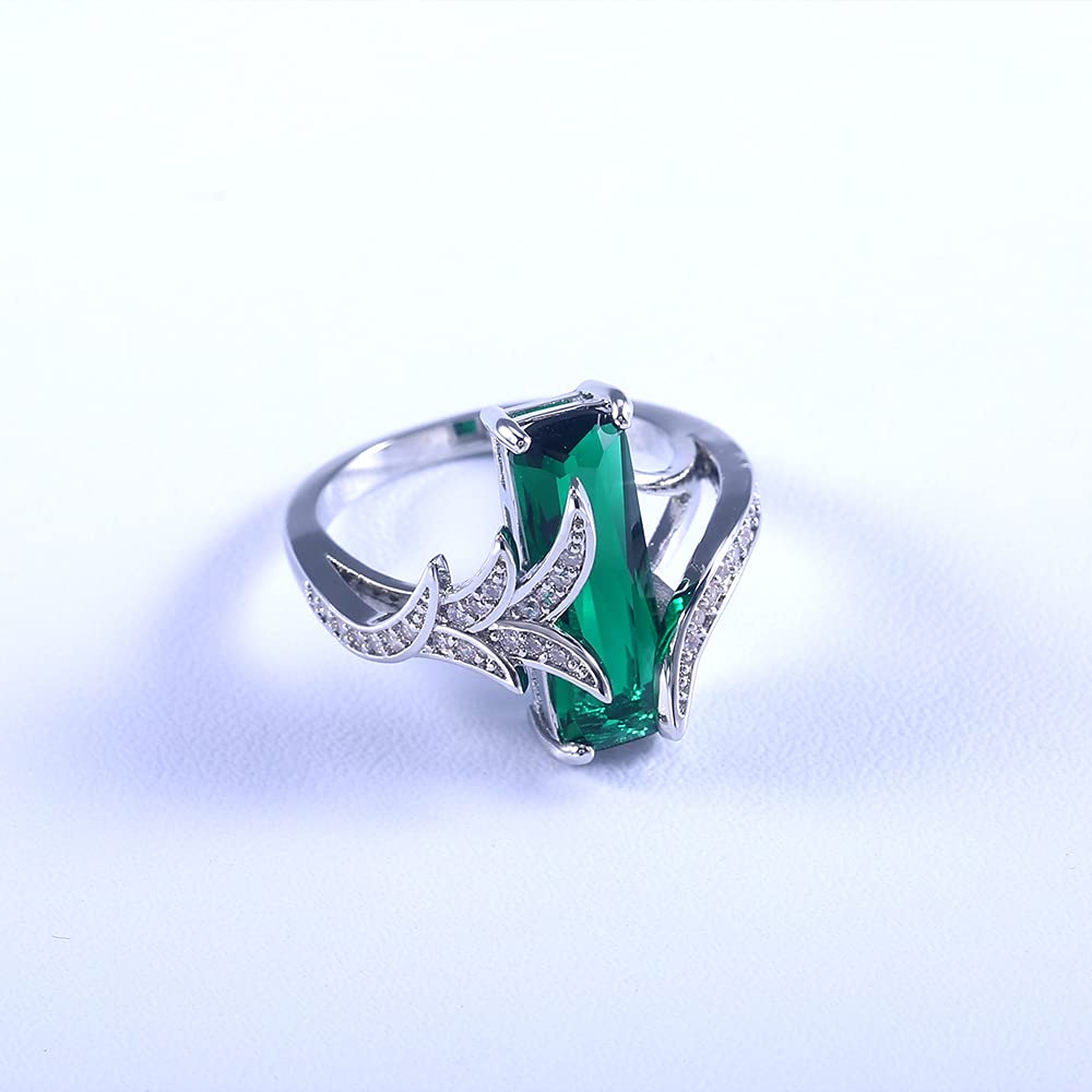 FZO Women feet s 925 Sterling Silver Ring Inlaid Square Topaz Zircon Diamond Emerald Ring Ladies Rainbow Gemstone Engagement Wedding Ring Cocktail Party Eternity Promise Band Ring ST.129 (8)