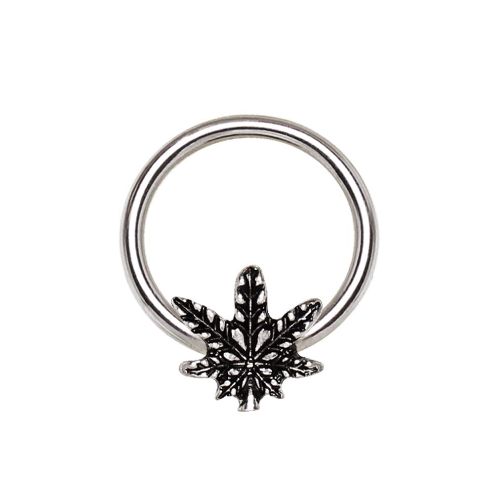 Dynamique 316L Surgical Steel Pot Leaf Snap-in Captive Bead Ring/Septum Ring (Sold Per Piece)