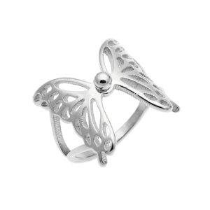 hollow butterfly stainless steel finger rings for women teenage girls minimalist fashion engagement promise statement knuckle rings cute animals jewelry gifts for mom wife girlfriend daughter