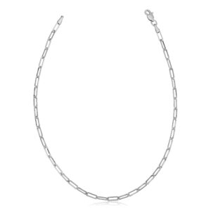 14k white gold paperclip link chain bracelet (2.5 mm, 7 inch)