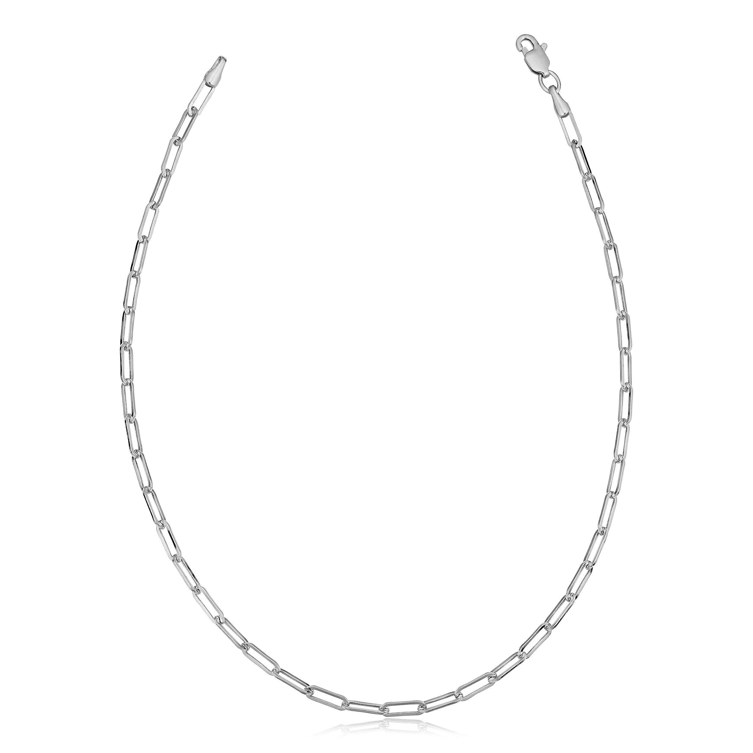 14k White Gold Paperclip Link Chain Bracelet (2.5 mm, 7 inch)