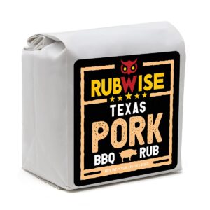 rubwise texas style bbq pork rub (1lb) | meat bbq rubs and spices for smoking and grilling | dry rubs | pork rib rub seasoning | great on pork shoulder, spare ribs, tenderloin, chops, pork butt (no msg)