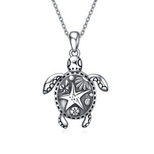 hukkun sea turtle necklace sterling silver starfish necklace pendant jewelry gifts for women