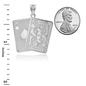 Fine 925 Sterling Silver Personalized Name Spade Ace and King Card/King of Spades Poker Card Pendant