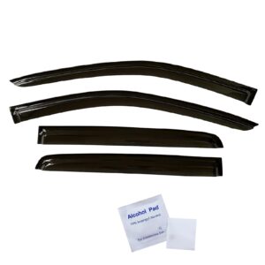 2019-2023 Tape-On Side Window Visor Deflectors Compatible with Ford Ranger SuperCrew XL XLT Lariat Smoke Tinted Rain Guards 2020 2021 2022