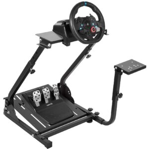 Marada Racing Wheel Stand Fit for Logitech G920 G29 G923 Thrustmaster T300,Adjustable Shifter Mount Foldable Steering Wheel Stand Gaming Simulator Mount For present, Wheel Pedal Not Include