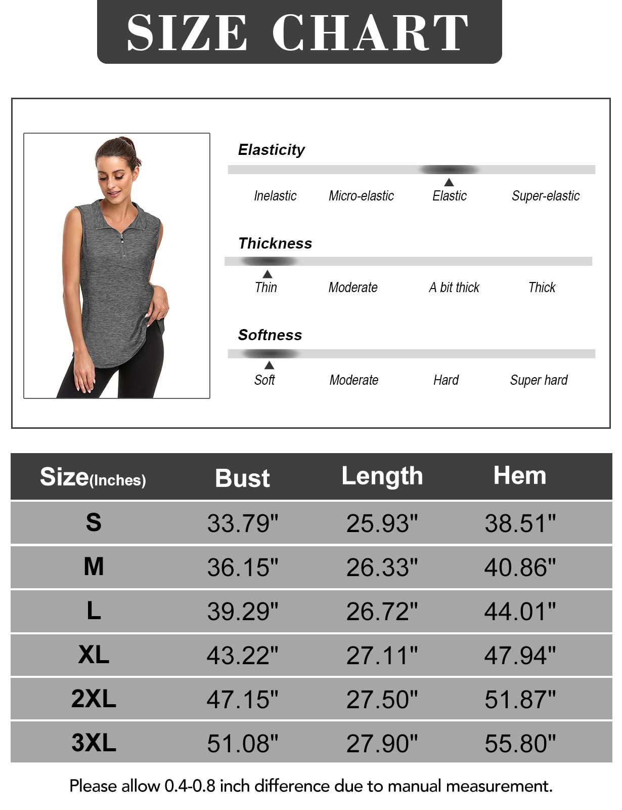 Viracy Tennis Shirts for Women, Women's Zip Up Golf Workout Tank Tops Sleeveless Quick Dry Athletic Polo Shirts Dark Grey X-Large