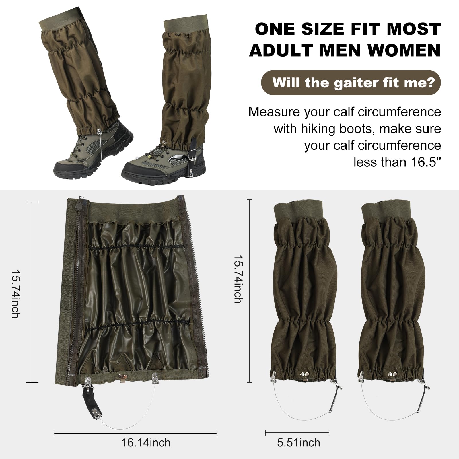 Uponauot Thicken Oxford Snake Gaiters Snake Bite Protection Gator for Lower Legs Boot Gaiters for Hiking Waterproof Hunting Boot Snow Boot Cover Adjustable Leg Gaiters for Men and Women