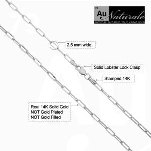 14k White Gold Paperclip Link Chain Bracelet (2.5 mm, 7 inch)