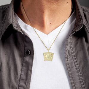 Fine 10k Yellow Gold Personalized Name Spade Ace and King Card/King of Spades Poker Card Pendant