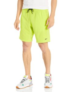 reebok men's standard workout ready woven shorts, acid yellow, large