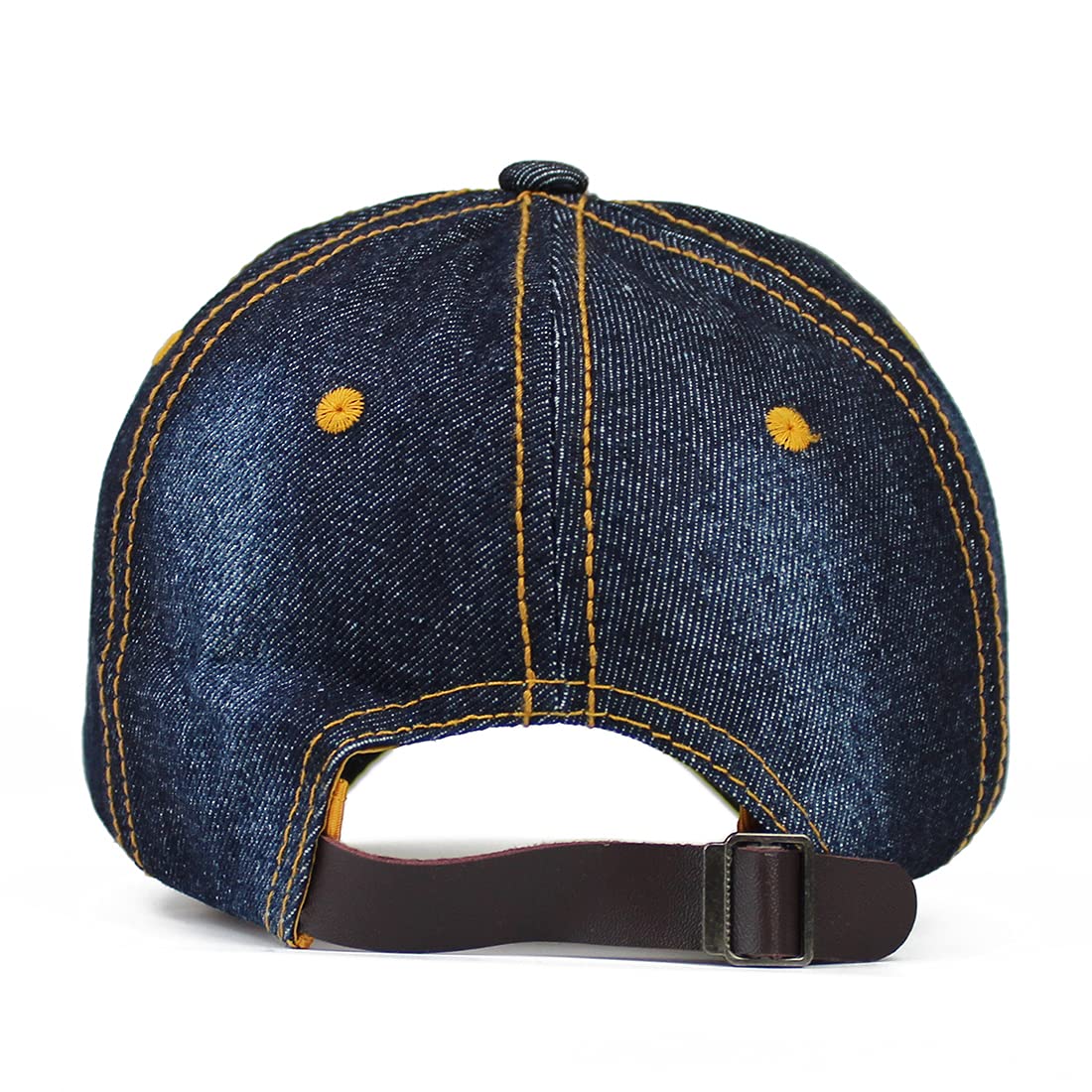 Gudessly Adjustable Women’s Bling Rhinestone Bejeweled Cotton Denim Baseball Cap Hip Hop Hat (A-Crown Dark Blue)