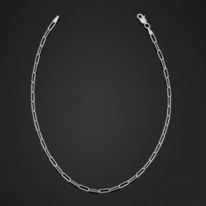 14k White Gold Paperclip Link Chain Bracelet (2.5 mm, 7 inch)