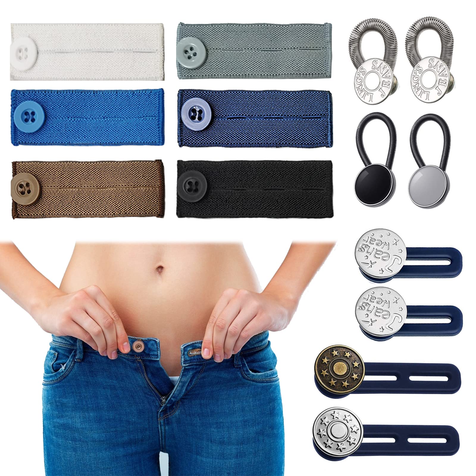 ZYNERY 14PCS Waistband Extenders Set, Pregnancy Pants Extender Button Extender for Pants/Jeans/Men/Women