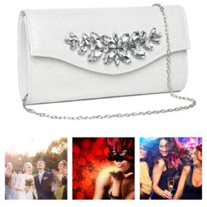 GESU Clutch Purses for Women Rhinestone Evening Bag Wedding Formal Bridal Purse Party Cocktail Handbag.(Ivory)