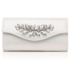 gesu clutch purses for women rhinestone evening bag wedding formal bridal purse party cocktail handbag.(ivory)