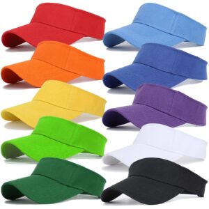 unisex sports sun visor hats open top bingo run visors hat for tennis golf travel summer beach pool (colorful set, 10)