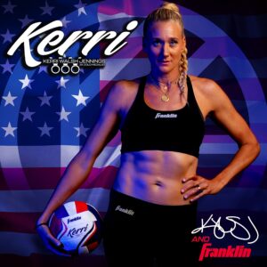 Franklin Sports Kerri Walsh USA Beach Volleyball - Soft Cover Official Size Beach + Outdoor Volleyball - Red, White + Blue Volleyball - Pump + Needle