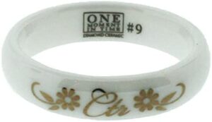 one moment in time j181 size 9 rosa white ceramic with rose gold ring mormon lds ctr