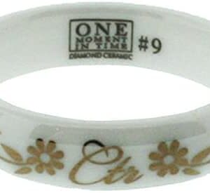 One Moment In Time J181 Size 9 Rosa White Ceramic with Rose Gold Ring Mormon LDS CTR