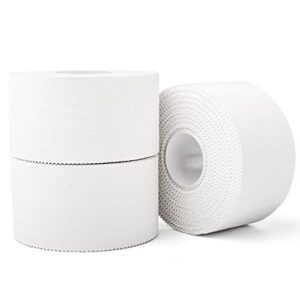 (3 pack) white athletic sports tape, very strong easy tear no sticky residue tape for athlete & sport trainers & first aid injury wrap,suitable for bats,tennis,gymnastics & boxing（1.5in x 35ft）