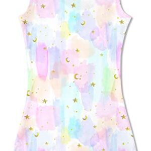 Idgreatim Kids Little Girls Star Printed Gymnastics Leotards 3D Graphic Sleevelss Tank Biketard Unitards Sparkly Scale Pattern Clothes for Ballet Dance 4-5 T