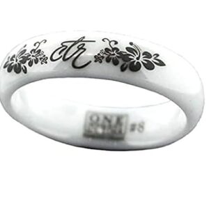 one moment in time j128 sizes 8 heavenly flower white ceramic choose the right ring (8) mormon lds ctr