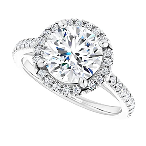 JEWELERYIUM Elegant Geometric Engagement Ring, Round Cut 2.00CT, Colorless Moissanite Ring, 925 Sterling Silver, Daily Wear Ring, Wedding Ring, Bridal Ring, Perfact for Gift Or As You Want (6.5)