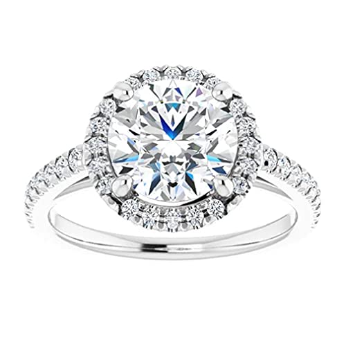 JEWELERYIUM Elegant Geometric Engagement Ring, Round Cut 2.00CT, Colorless Moissanite Ring, 925 Sterling Silver, Daily Wear Ring, Wedding Ring, Bridal Ring, Perfact for Gift Or As You Want (6.5)