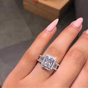 gixaxak princess cut cubic zirconia ring 925 sterling silver engagement wedding ring with emerald cut cubic zirconia simulated diamond wedding engagement ring 7