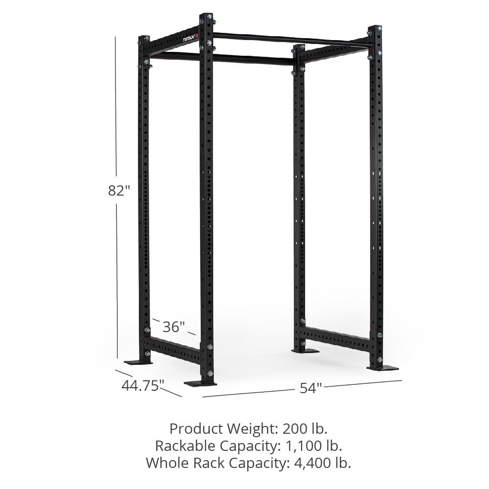 Titan Fitness T-3 Series Black Short Power Rack, 36in Depth, 1,100 LB Capacity Cage for Weightlifting and Strength Training