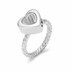 xsmzb glass heart urn cremation rings for ashes - stainless steel memorial finger ring human pets keepsake jewelry for women (silver-8)