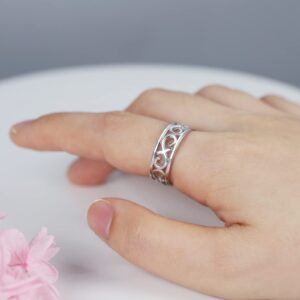 925SterlingSilver Celtic Flower Thumb Ring Baroque Open Adjustable Resizable Ring Hawaiian Leaf Dainty Tail Pinky Toe Knuckle Rings Knot Eternity Wedding Band Ring Gifts for Women Men Teen Girls,