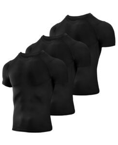 niksa men's compression shirts 3/5 pack, short sleeve athletic compression tops cool dry workout t shirt