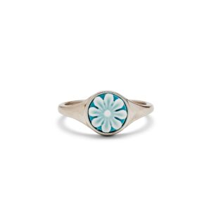 pura vida silver-plated cameo flower stackable ring - brass base, stylish design - size 6