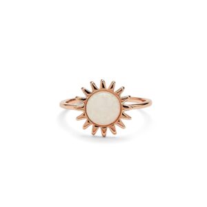 pura vida rose gold-plated sunshine ring w/moonstone - brass base, stylish design - size 6