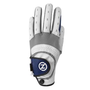 zero friction men's xtreme cabretta golf glove, universal fit one size, white/navy lh