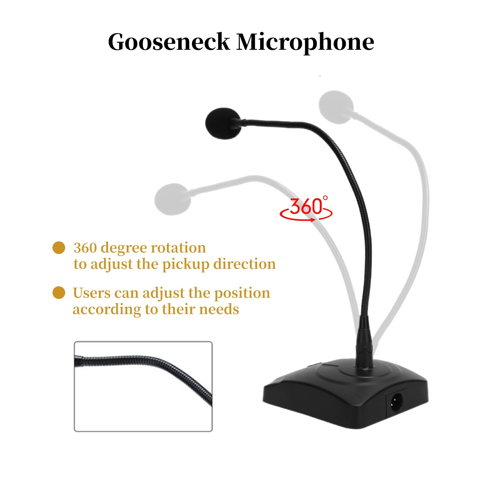 EBTOOLS Wired Microphone, 360 Degree Omnidirectional Highly Sensitive Noise Reduction Desktop Microphone, with 5m XLR Cable, Suitable for Meetings, Voice, Games, Karaoke