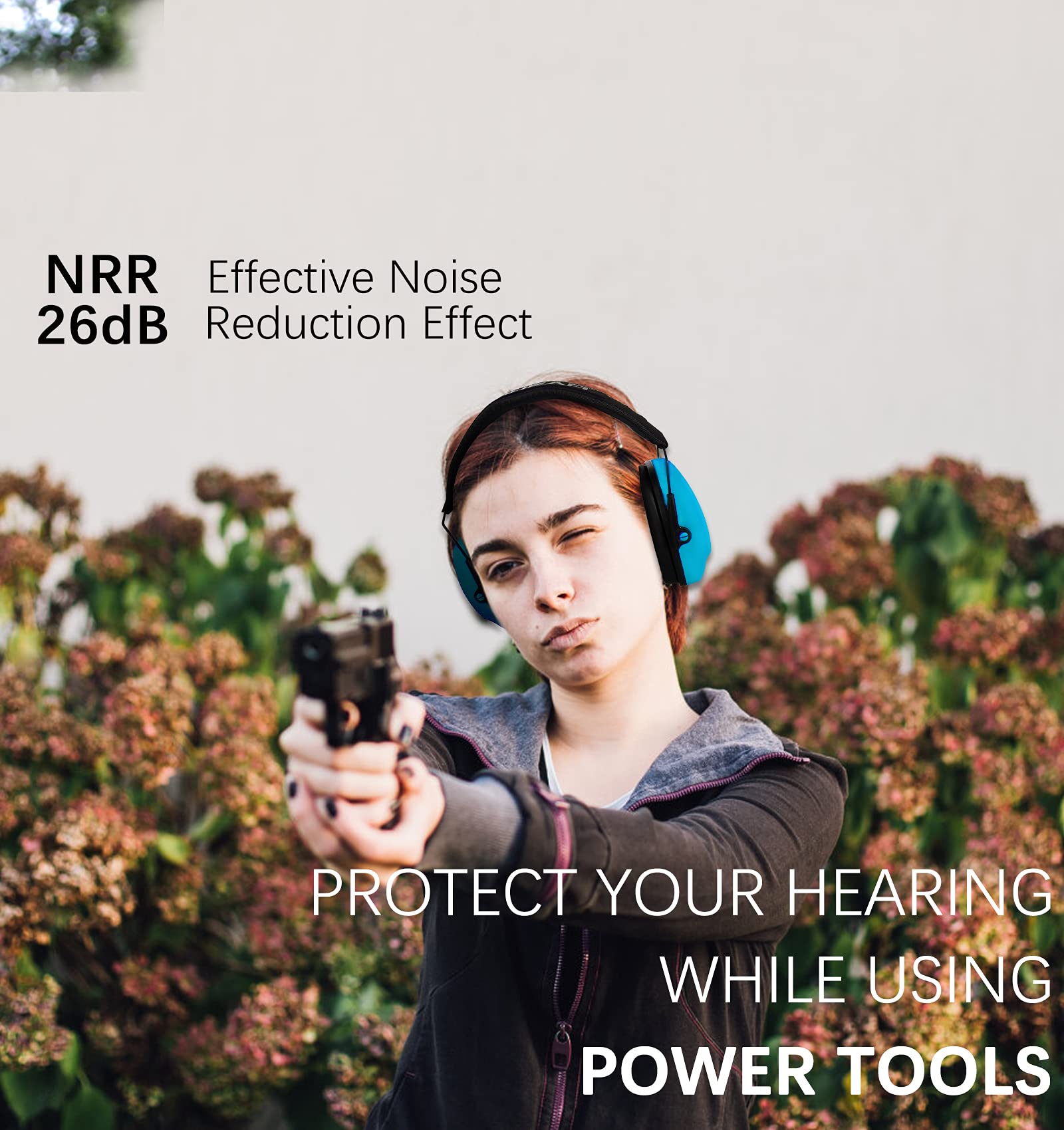 PROHEAR 016 Ear Protection Safety Earmuffs for Shooting with NRR 26dB 2Pack (Blue and Pink)