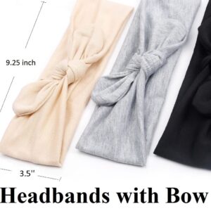 Tobeffect Bow Headbands for Women Non Slip 3.5'' Wide Knotted Headband Hair Bands with Bows Rabbit Ears Womens Turban Headbands Headwraps Girls Strechy Cute Hair Accessories…